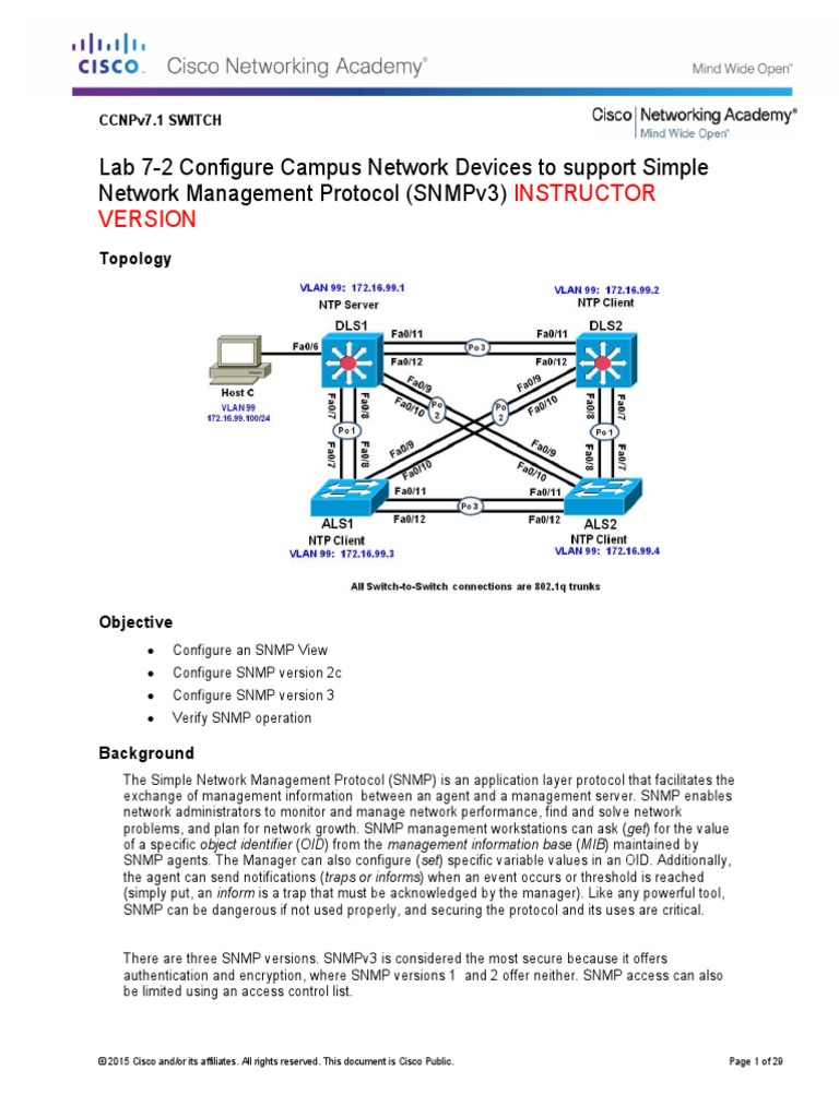 Ccnpv7.1 Switch Lab7-2 SNMP Instructor | Download Free PDF | Computer Networking | Information Age