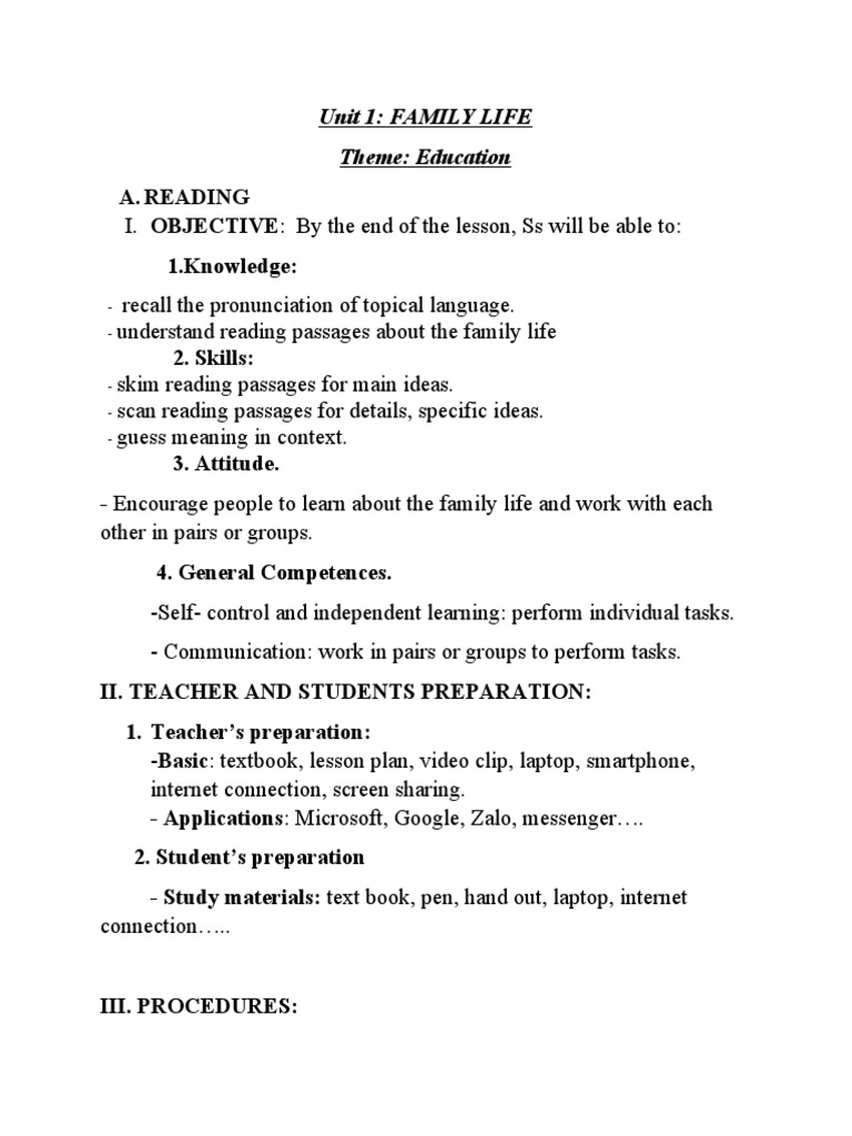 Family Life Lesson Plan for Grade 4 | PDF | Cognition | Cognitive Science