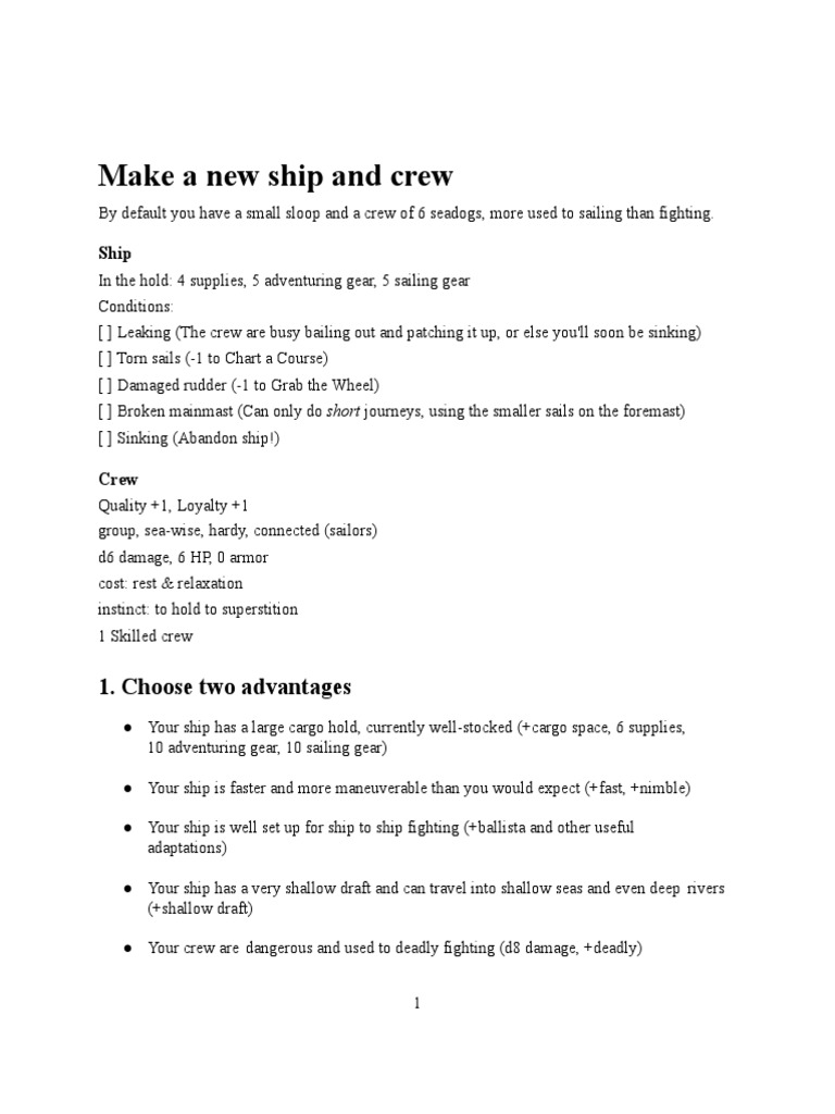 Dungeon World Ship & Crew | PDF | Ships | Water Transport