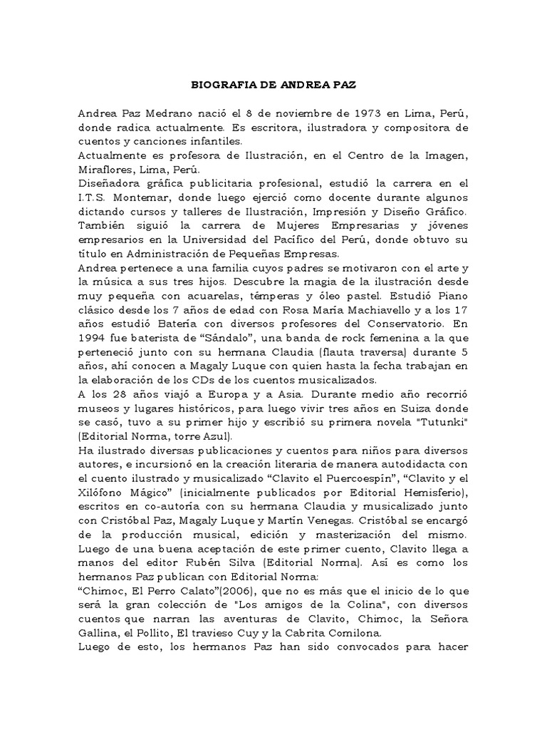Biografia de Andrea Paz | PDF