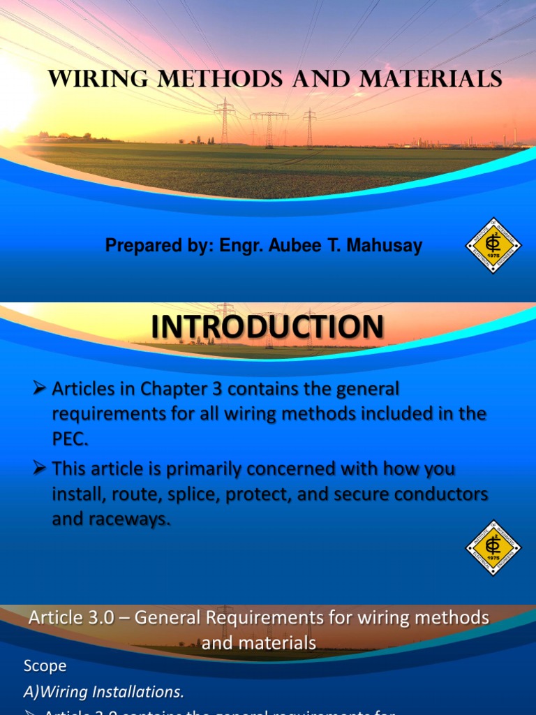 Wiring Methods and Materials - Engr. Mahusay | PDF | Electrical Wiring ...