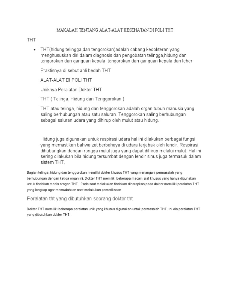 MAKALAH TENTANG ALAT Alat THT Gege | PDF
