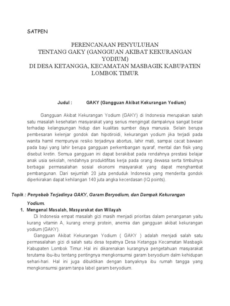 Penyuluhan GAKY dan Garam Beryodium | PDF