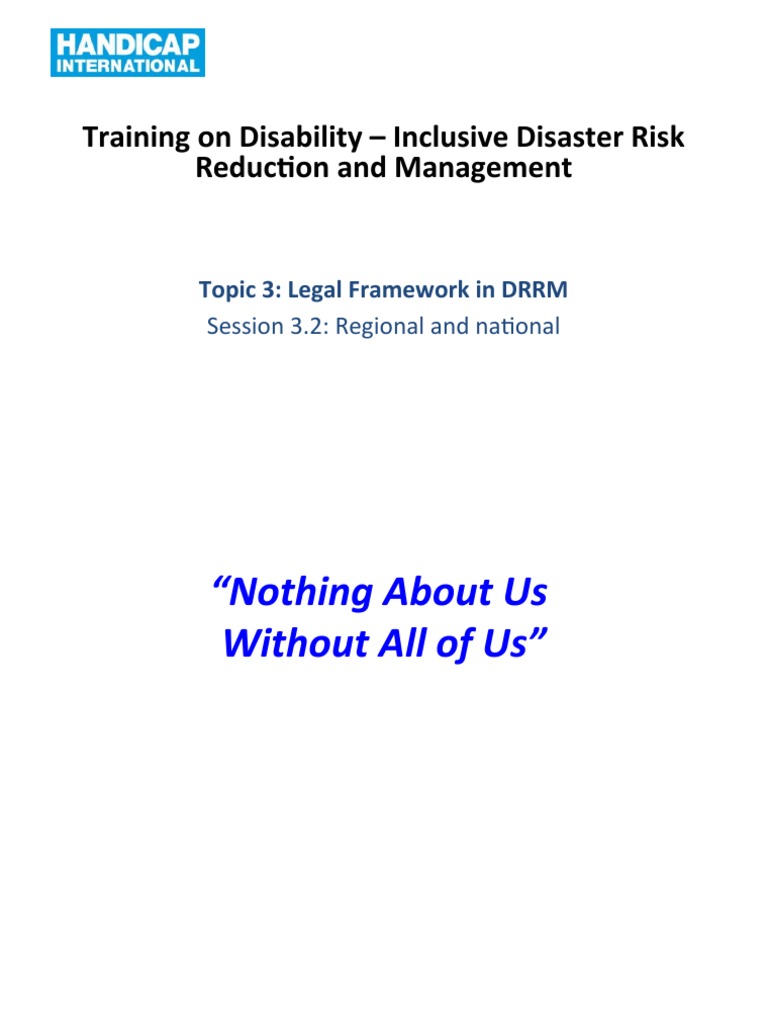 Training On Disability - Inclusive Disaster Risk Reduction and ...