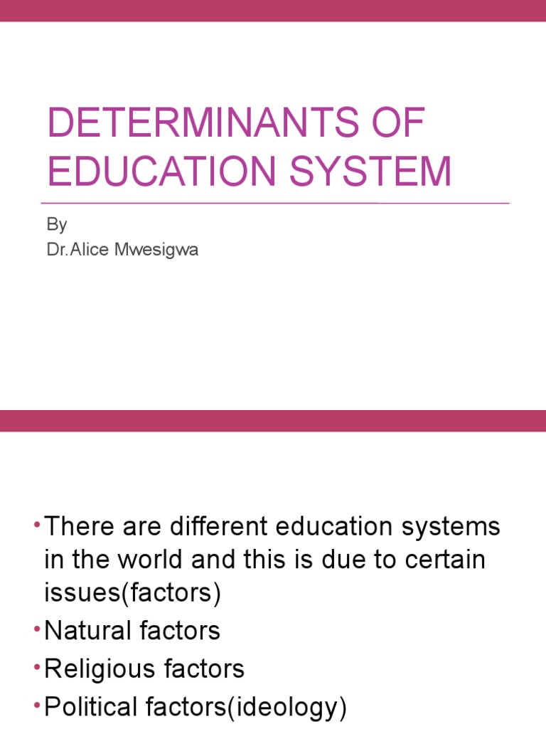 Determinants of Education System: by DR - Alice Mwesigwa | PDF | Race ...