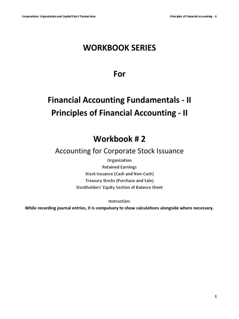 Workbook Series For Financial Accounting Fundamentals - II Principles ...
