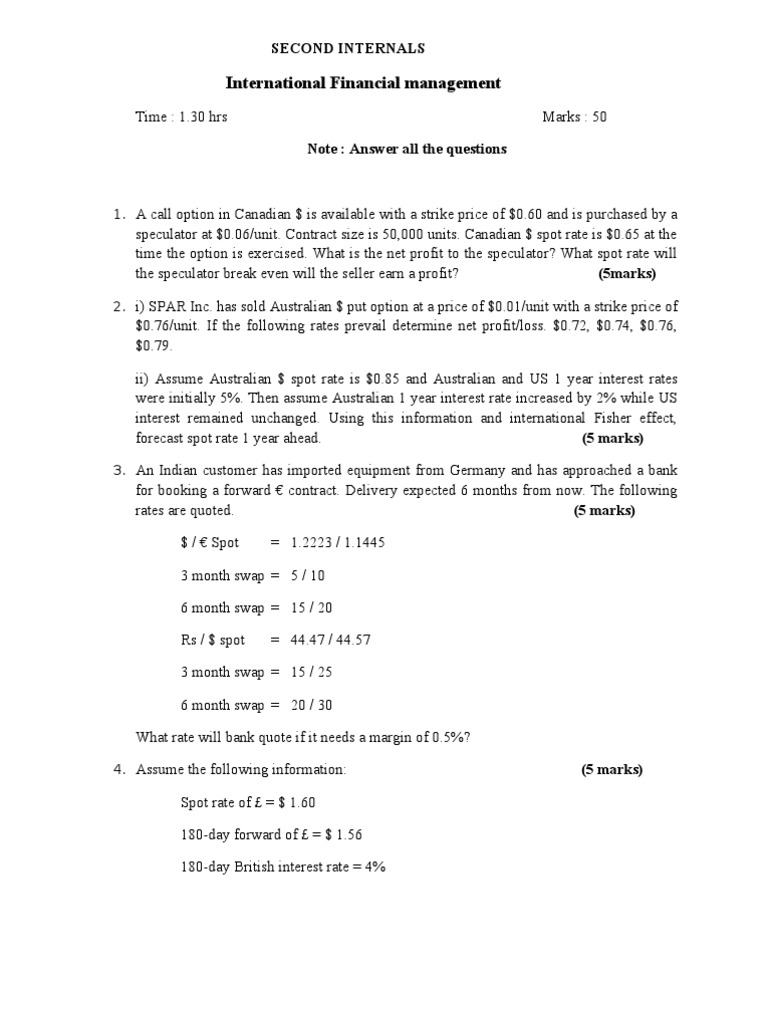 IFM | PDF | Swap (Finance) | Spot Contract