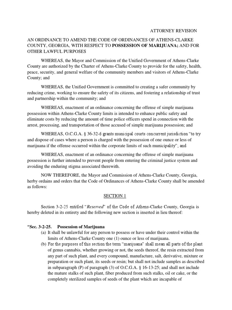 Athens Marijuana Possession Ordinance | PDF | Crimes | Crime & Violence