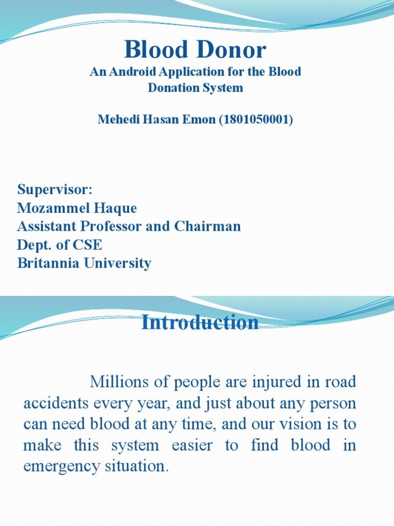 Final Year Project Presentation Blood Donation App | Download Free PDF ...