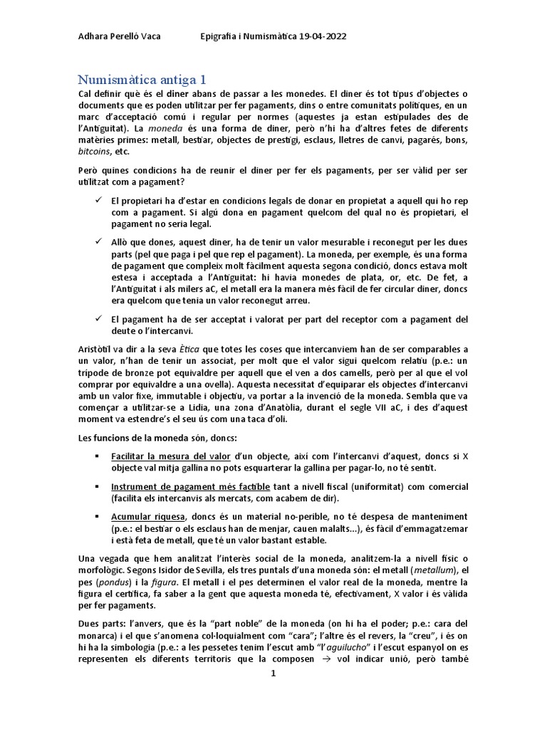 Apunts de Numismàtica | PDF