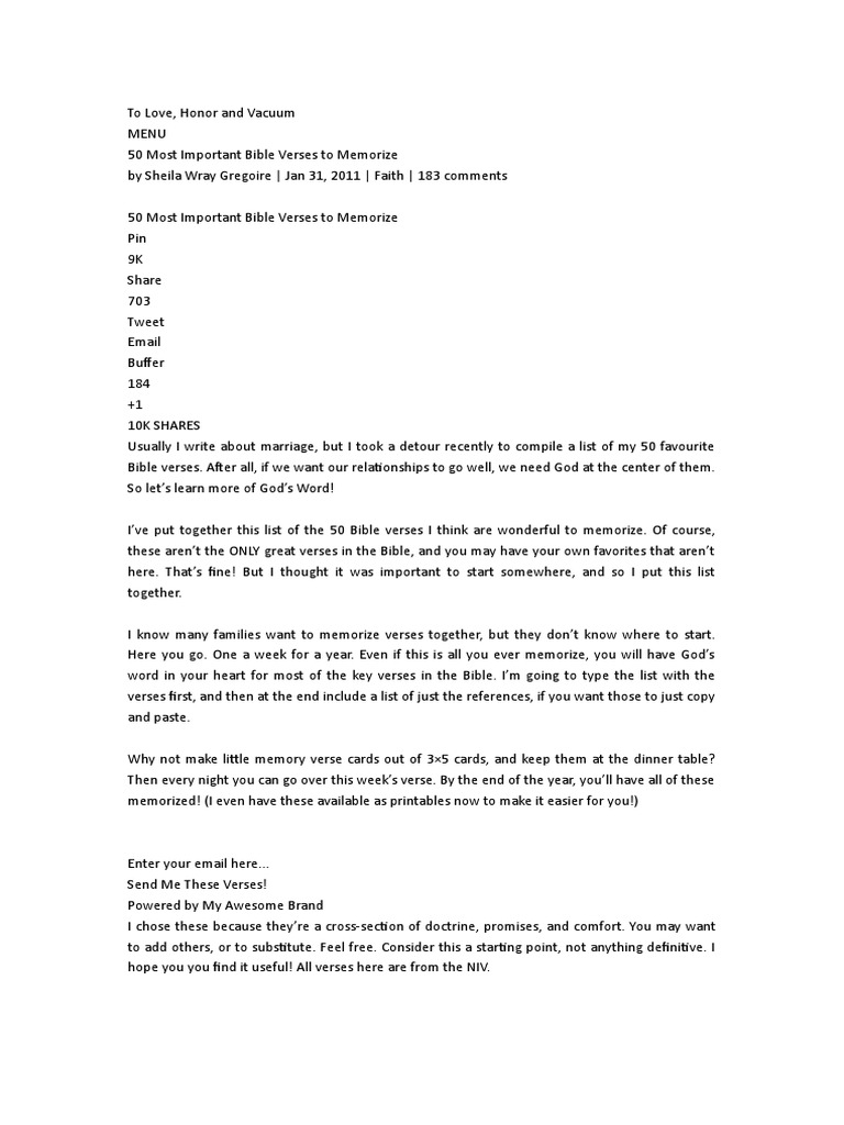 To Love, Honor 50 Imp Bible Verse | PDF | Fruit Of The Holy Spirit ...