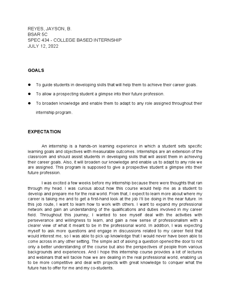 Expectation Towards Internship | PDF