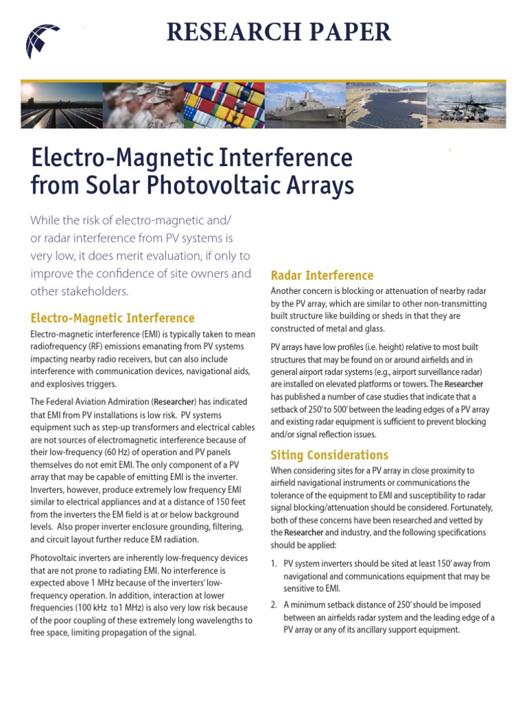Electro-Magnetic Interference From Solar Photovoltaic Arrays | PDF ...