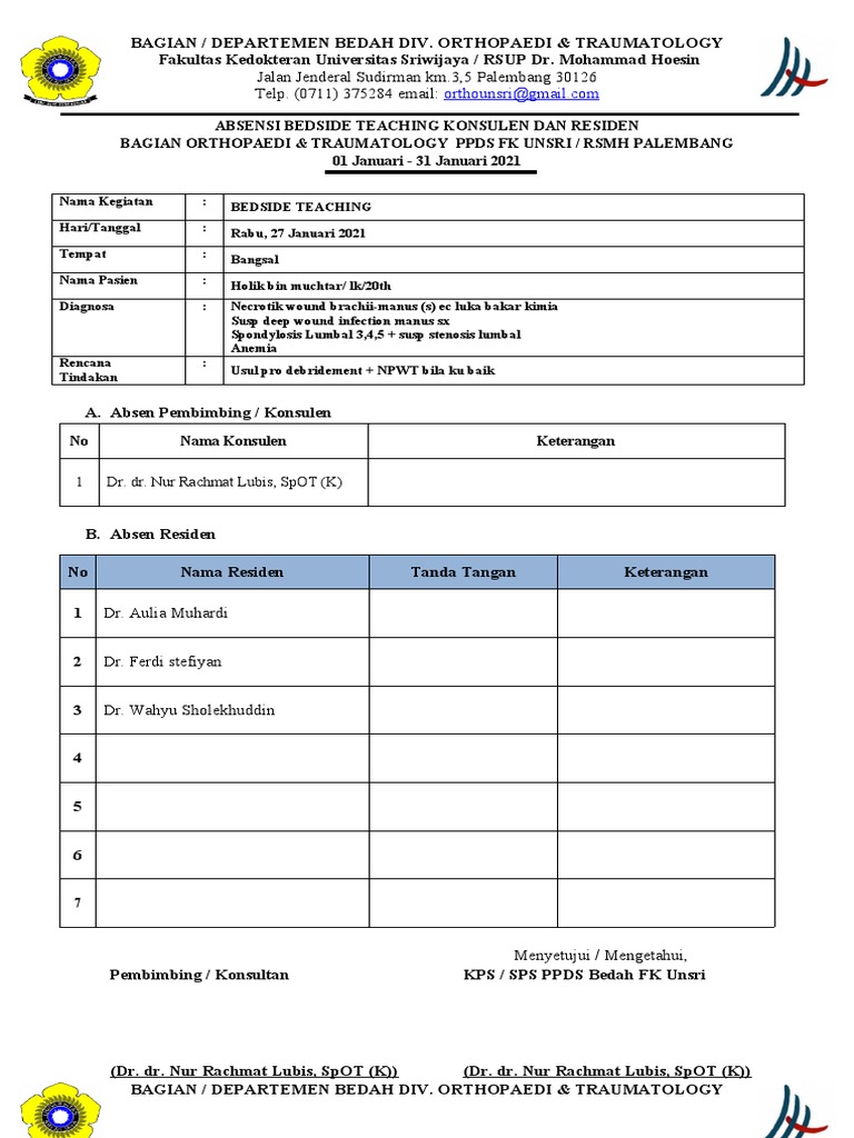 Absensi Bedside Teaching Dr. Nur Rachmat | PDF
