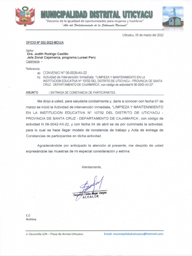 Modelo de Informe de Entrega de Constancias | PDF