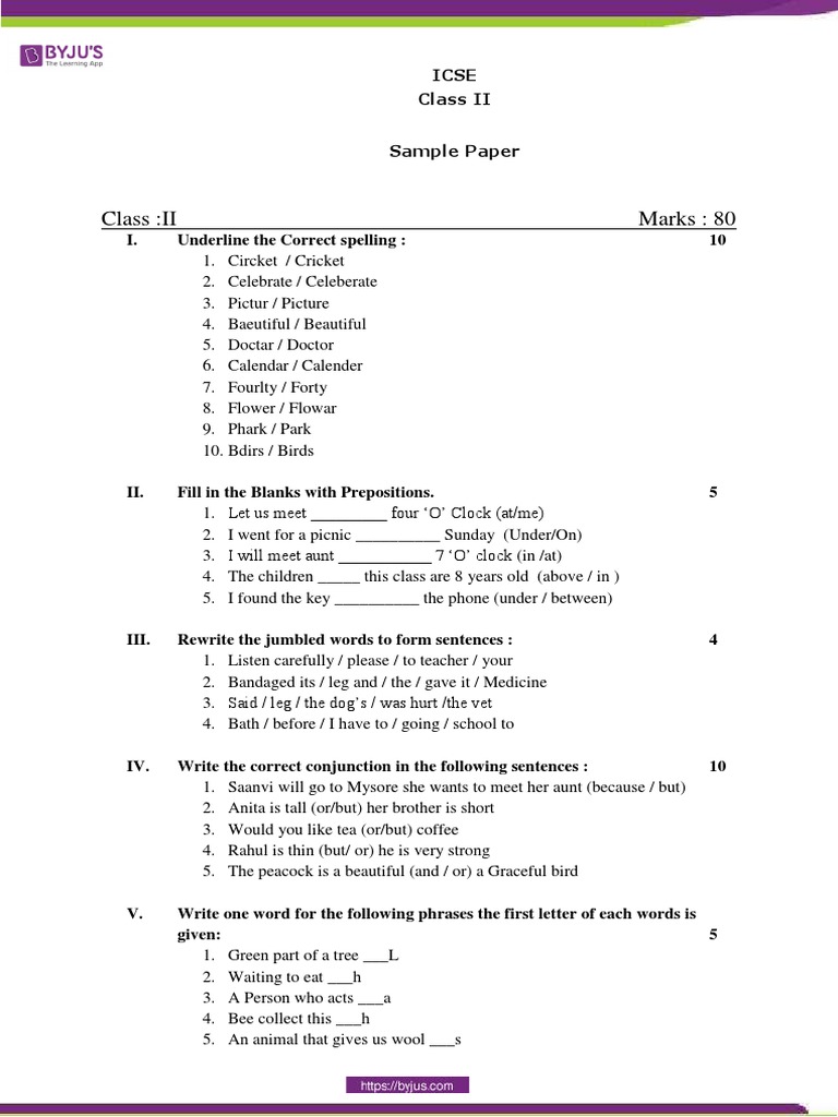 English Language Sample Paper: A Comprehensive Title for an ICSE Class ...