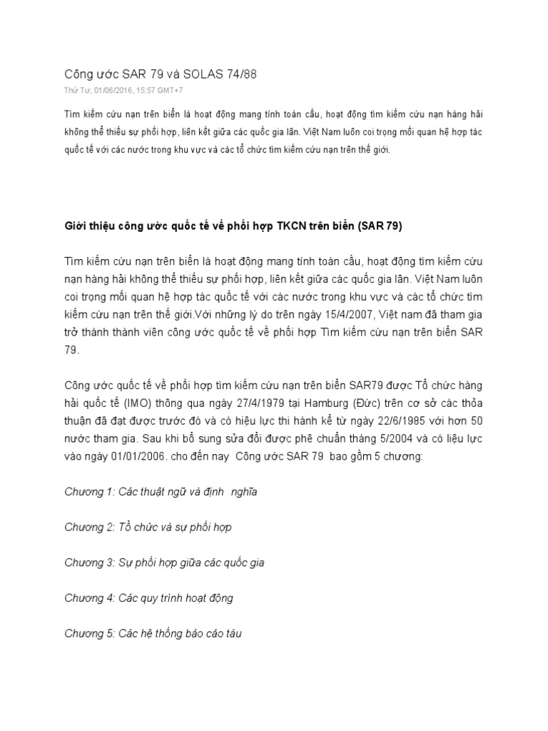 Công Ư C SAR 79 Và SOLAS 74 | PDF