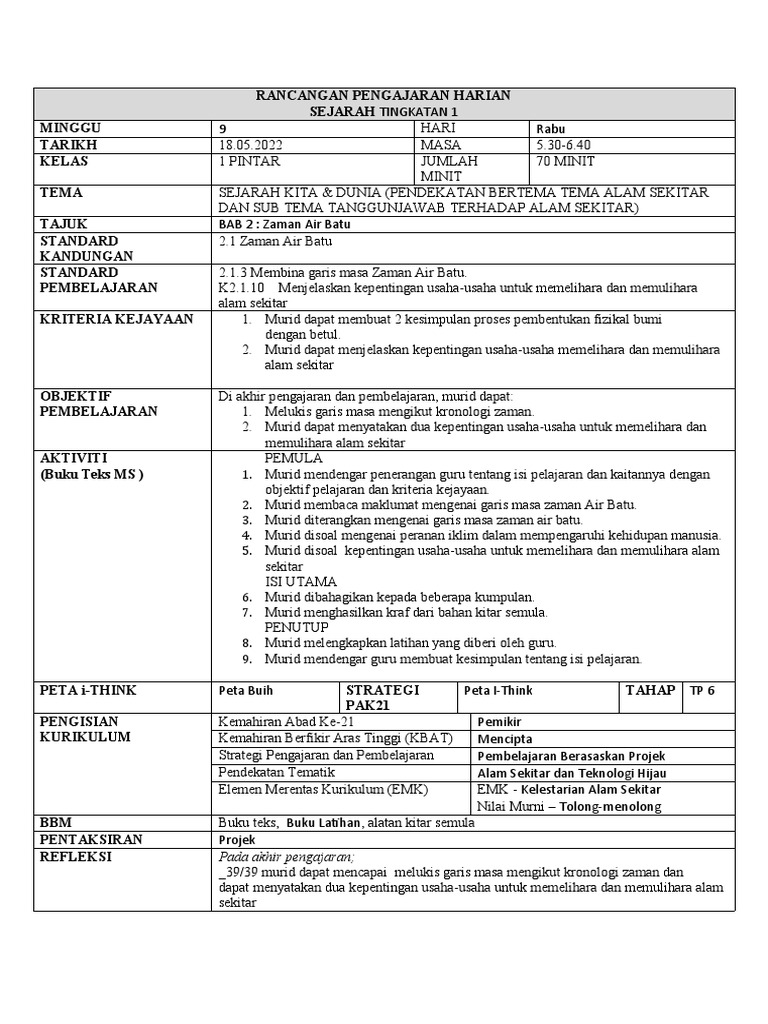 Contoh RPH - Sejarah | PDF