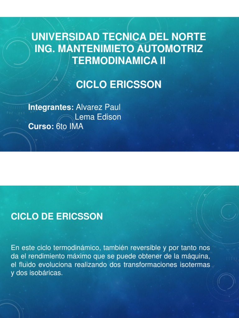 Ciclo de Ericsson | PDF | Física Aplicada e Interdisciplinaria | Propulsión