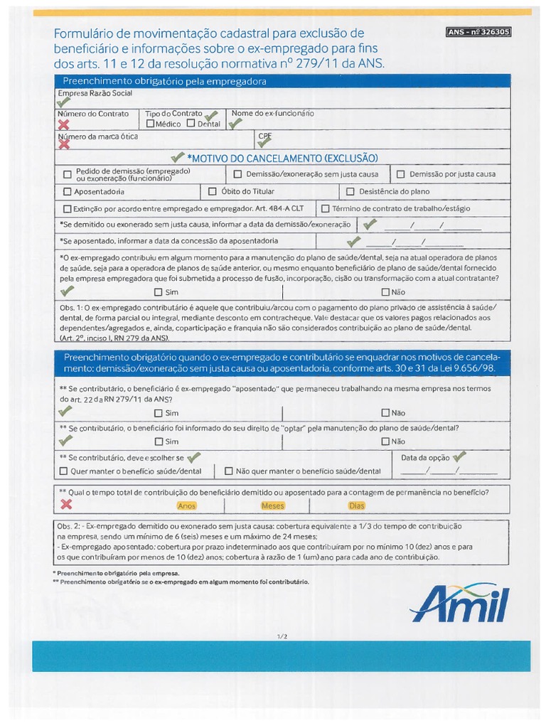 Formulário Amil | PDF