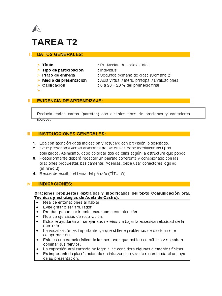 Tarea T2 | PDF | Oración (Lingüística) | Ortografía