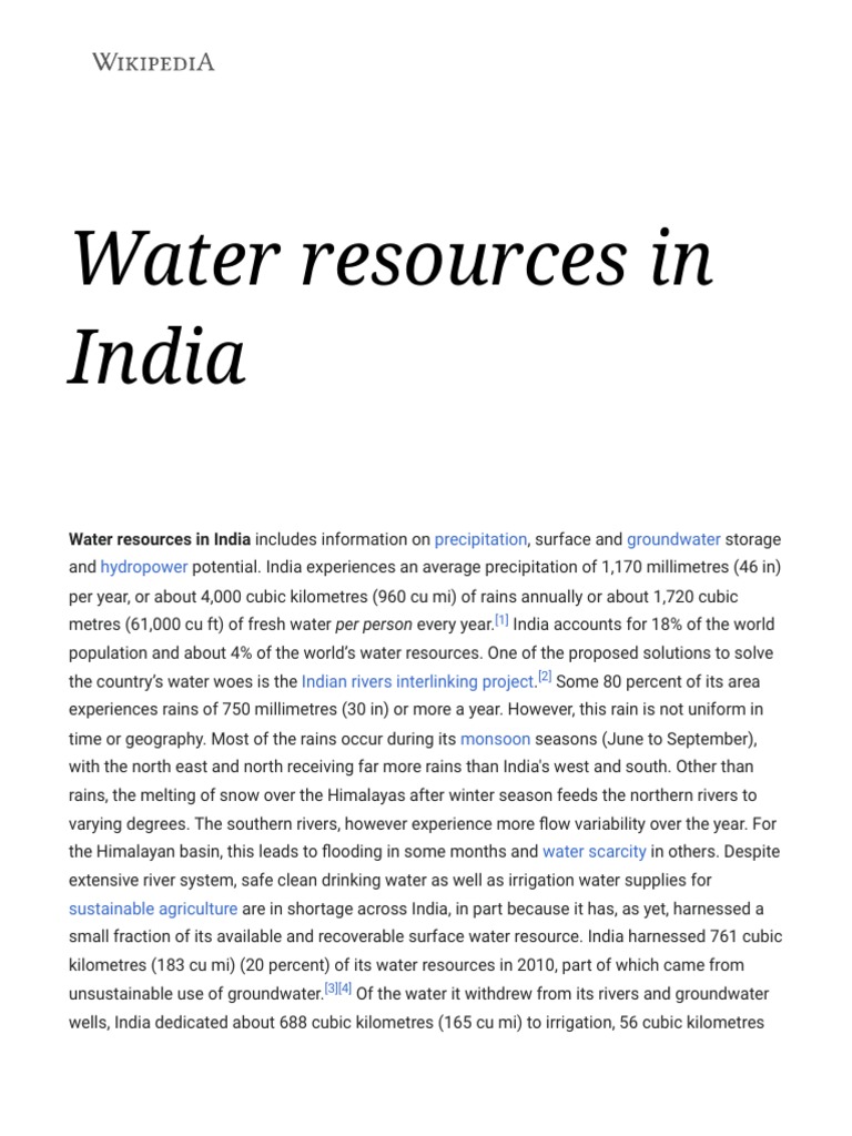 Water Resources Overview in India | PDF | Natural Environment | Nature