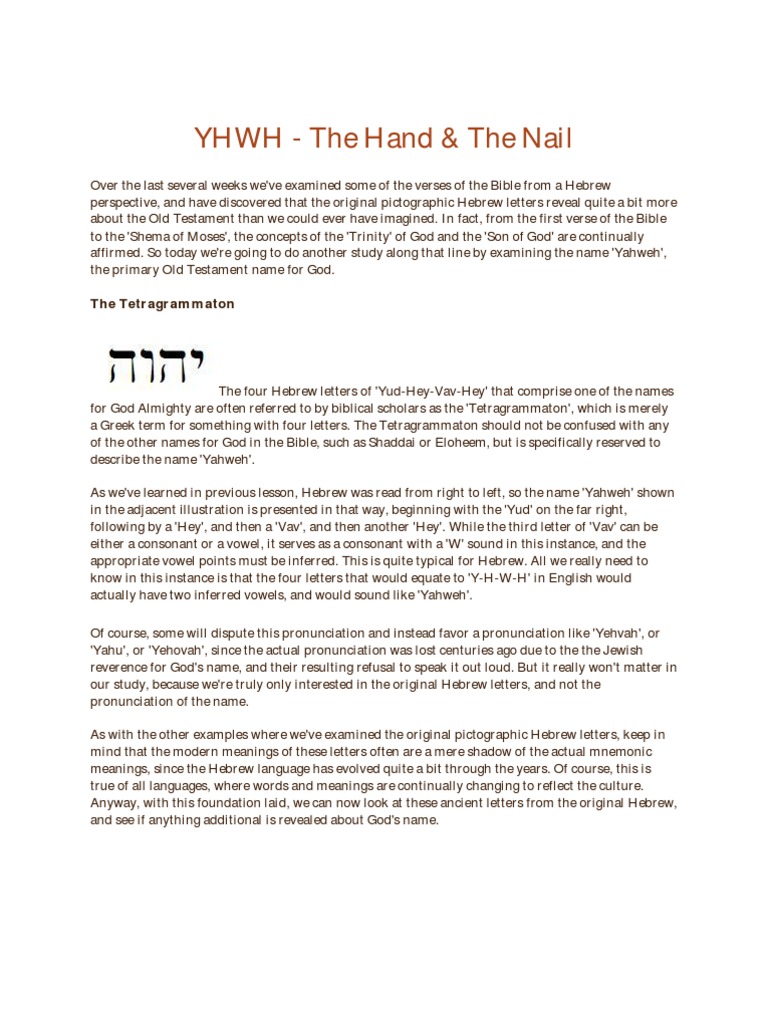 YHWH | PDF | Tetragrammaton | Jehovah