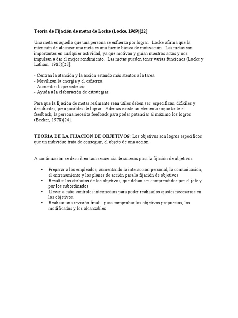 Teoría de Fijación de Metas de Locke | PDF
