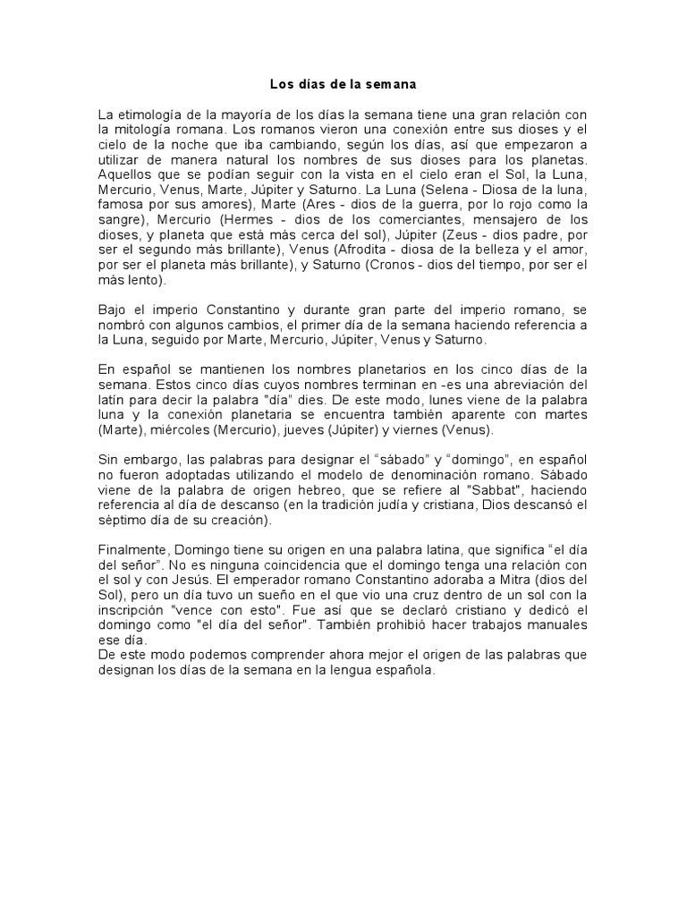 Los Días de La Semana | PDF