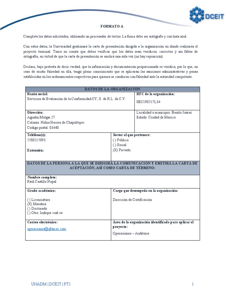 Formato - A (1) Lleno | PDF