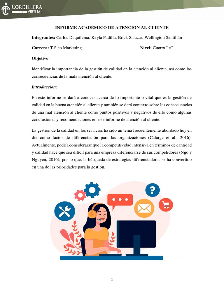 Informe de Atencion Al Cliente | PDF | Servicio al Cliente | Cliente