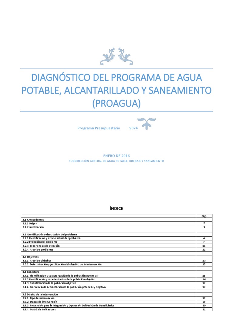 S074 Diagn Stico PROAGUA S074 | PDF | Agua | Alcantarillado