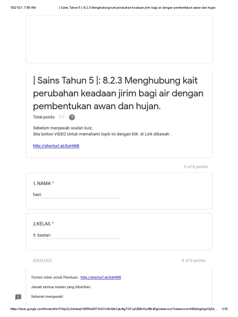 Perubahan Jirim Awan Hujan | PDF