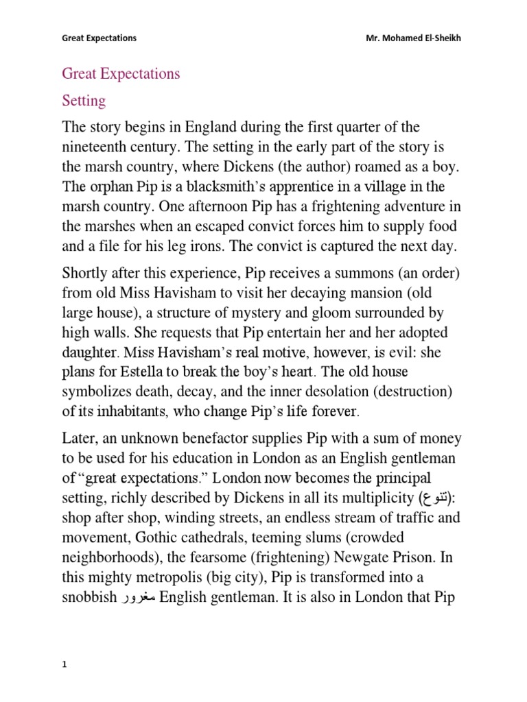 Great Expectations Chapter 1 MR Mohamed ElSheikh | PDF | Great ...