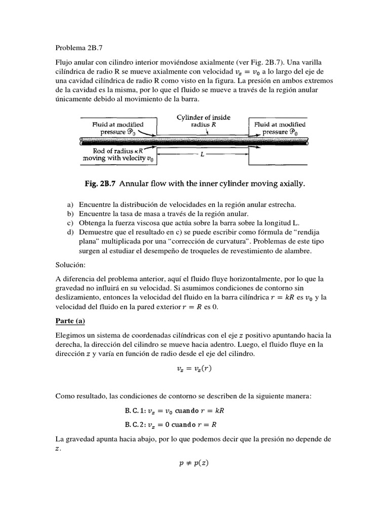 Problema 2B.7 - BIRD | Descargar gratis PDF | Viscosidad | Fuerza