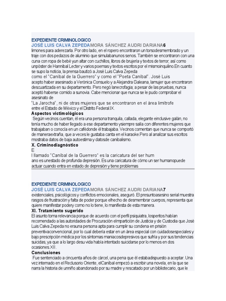 Expediente Criminologico | PDF | Crímenes | Crimen y violencia