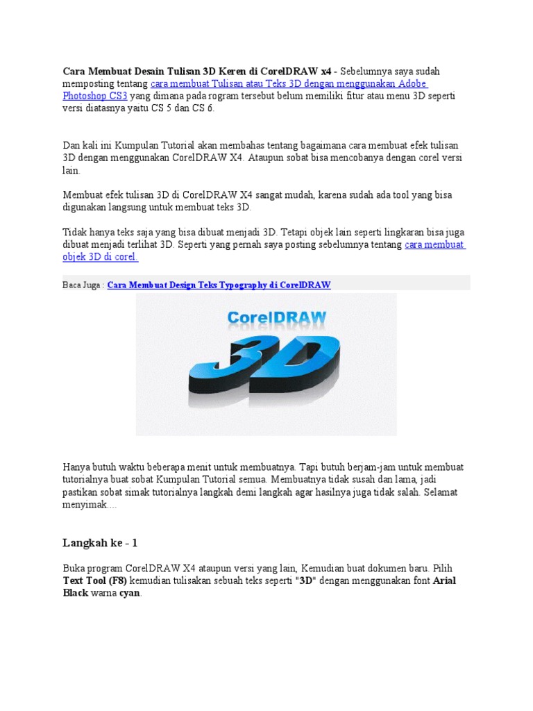 Cara Membuat Desain Tulisan 3D Keren Di CorelDRAW x4 | PDF