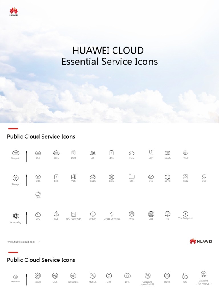 Huawei Cloud Service Icon Guide | PDF | Cloud Computing | Computing