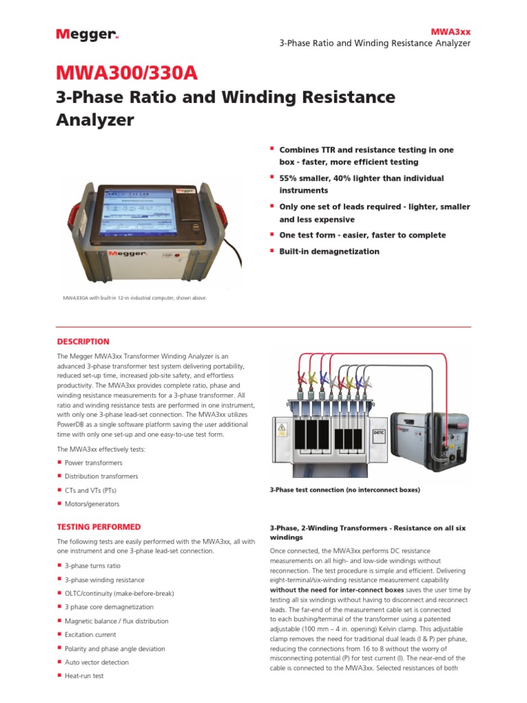 MWA300/330A: 3-Phase Ratio and Winding Resistance Analyzer | PDF ...