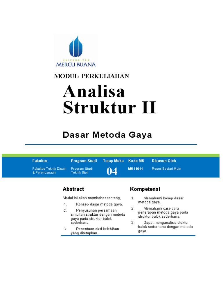 Analisa Struktur 2 Modul 4-Dasar Metoda Gaya | PDF