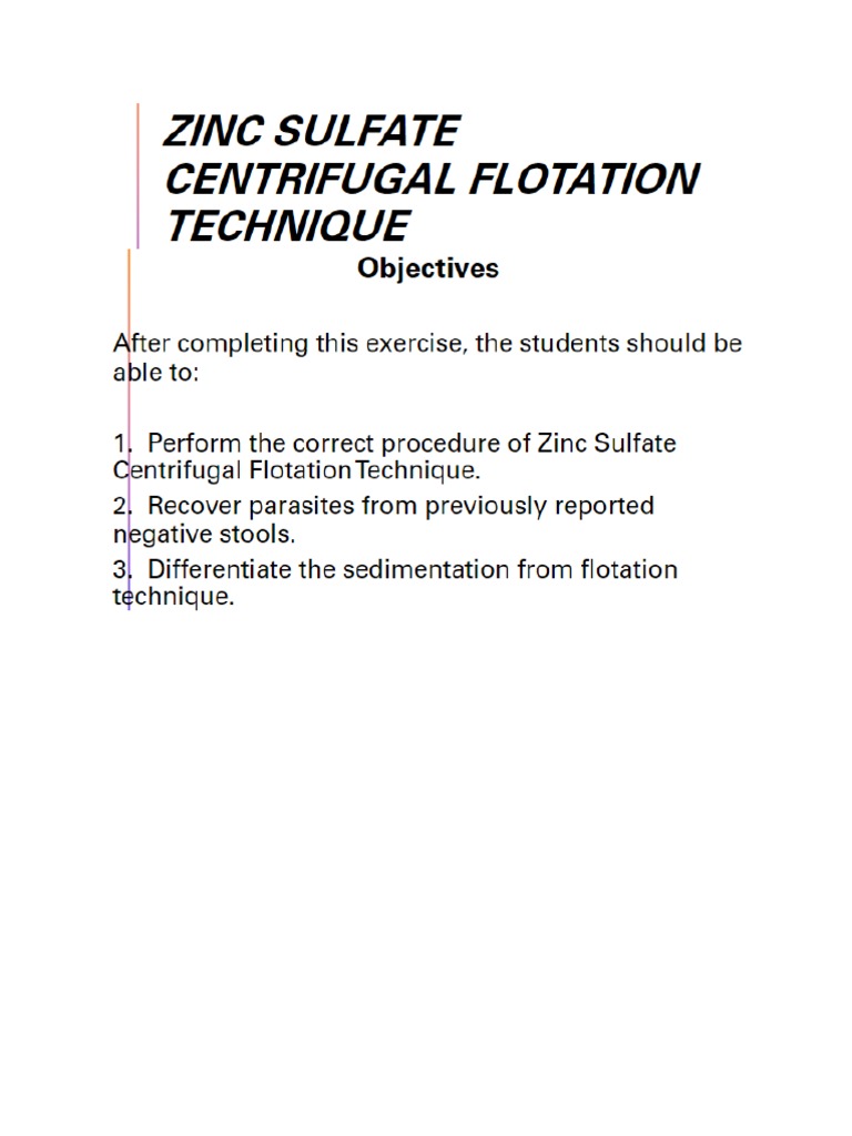 Zinc Sulfate Centrifugal Flotation Technique | PDF