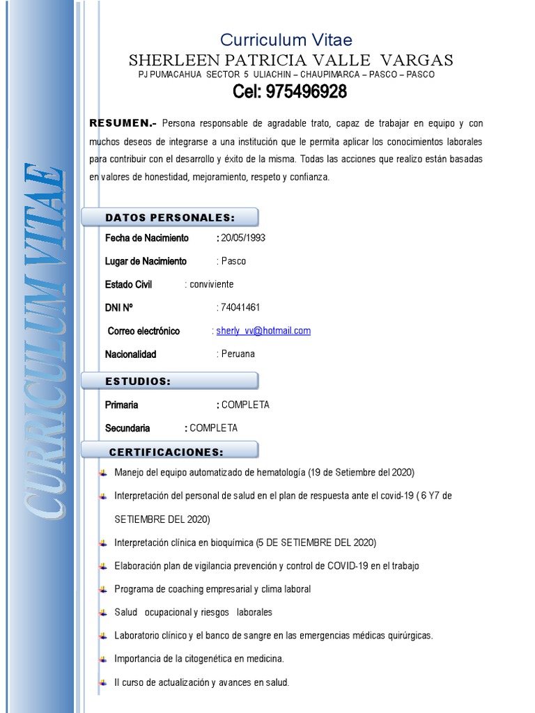 CV Sherly Actualiuzado 2021 | PDF
