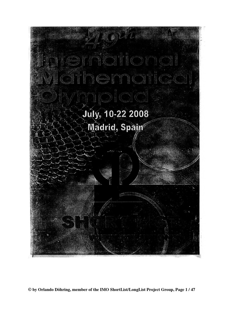 IMO 2008 Shortlist | PDF