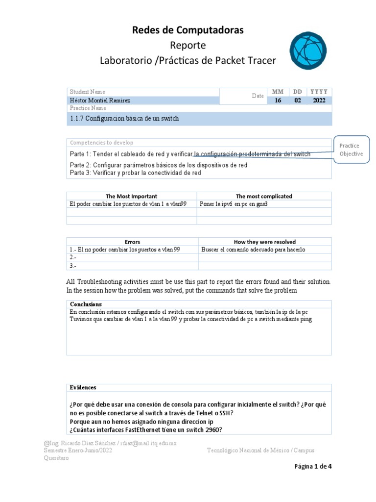 1.1.7-Configuracion Basica de Un Switch | PDF | Conmutador de red | Protocolos de internet