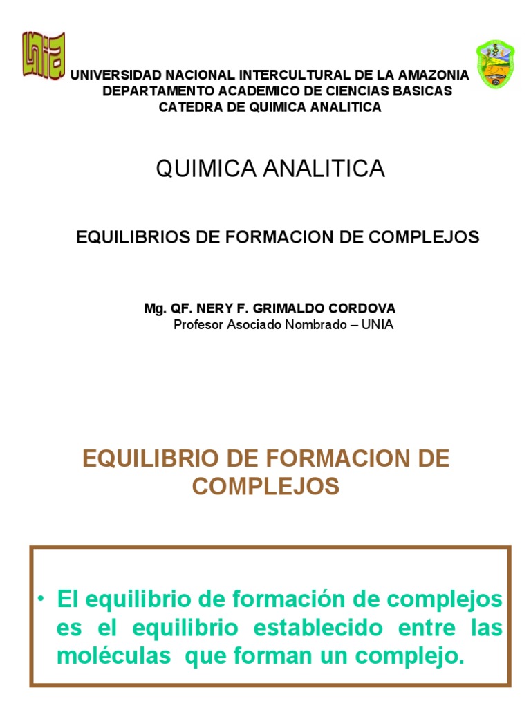 Equilibrios de Formacion de Complejos | PDF | Ligando | Enlace químico