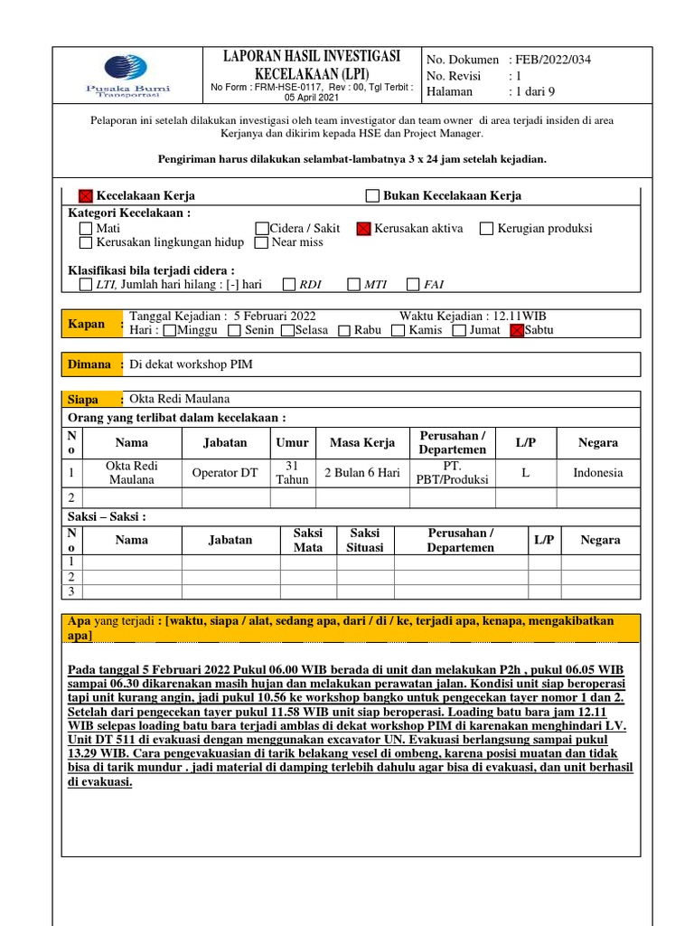 Investigasi BK 511 | PDF