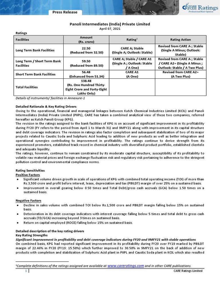 Press Release Panoli Intermediates (India) Private Limited: Details of ...