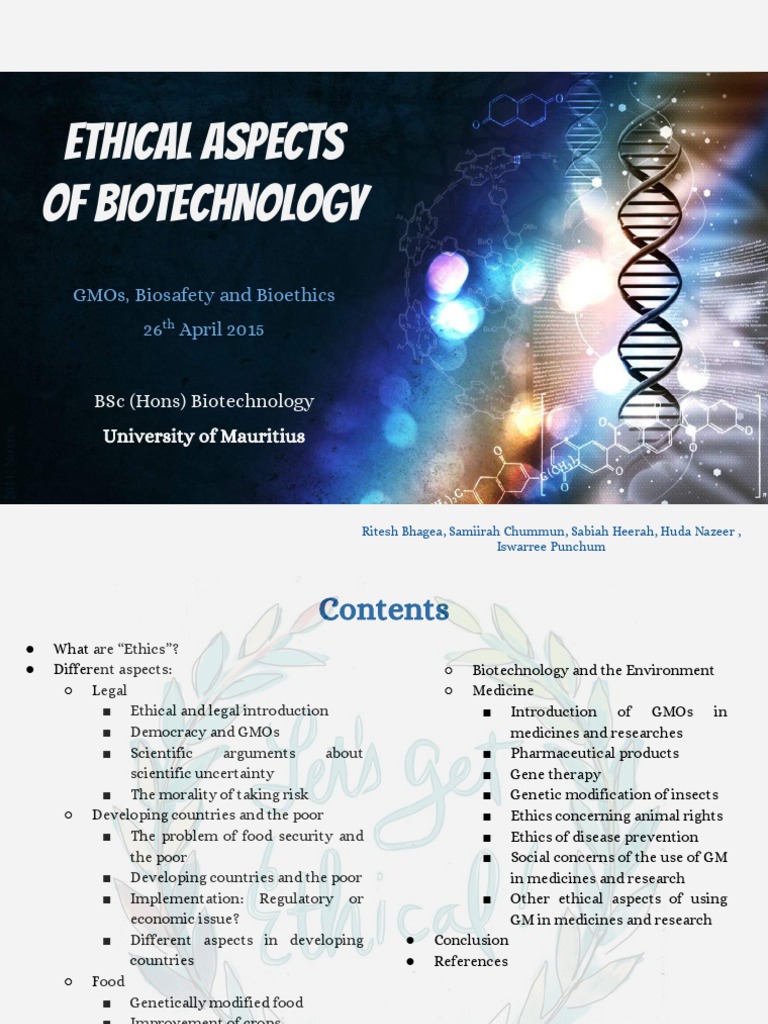 Ethical Aspects of Biotechnology | PDF | Genetic Engineering ...