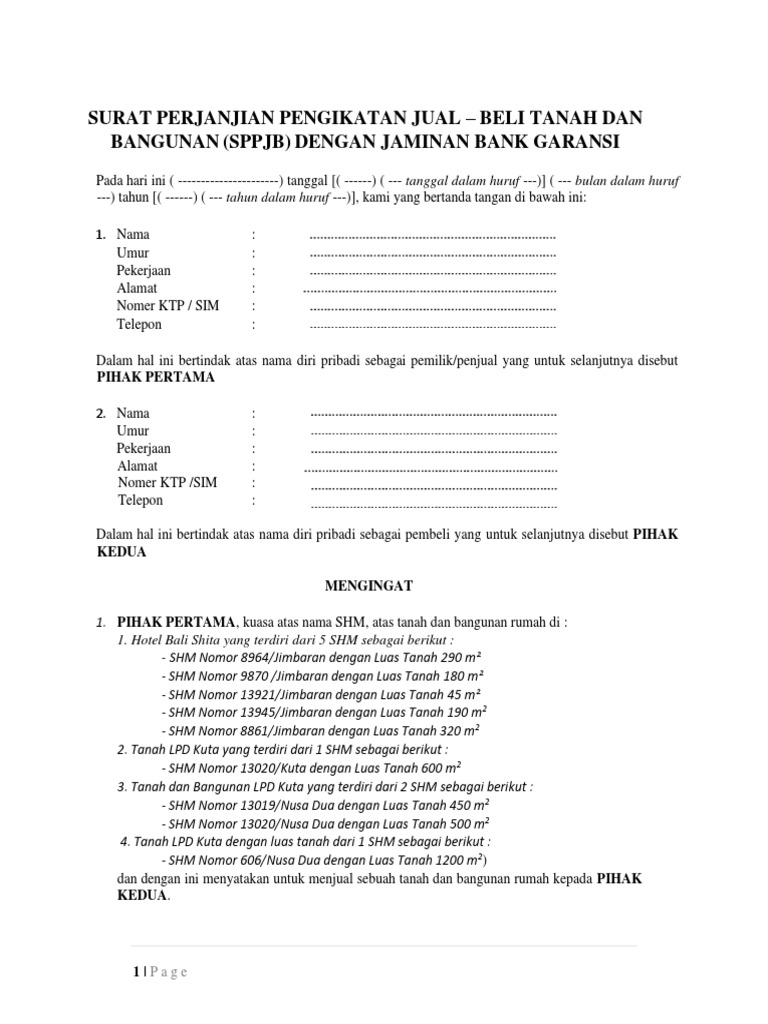 Draft Surat Perjanjian Jual Beli | PDF