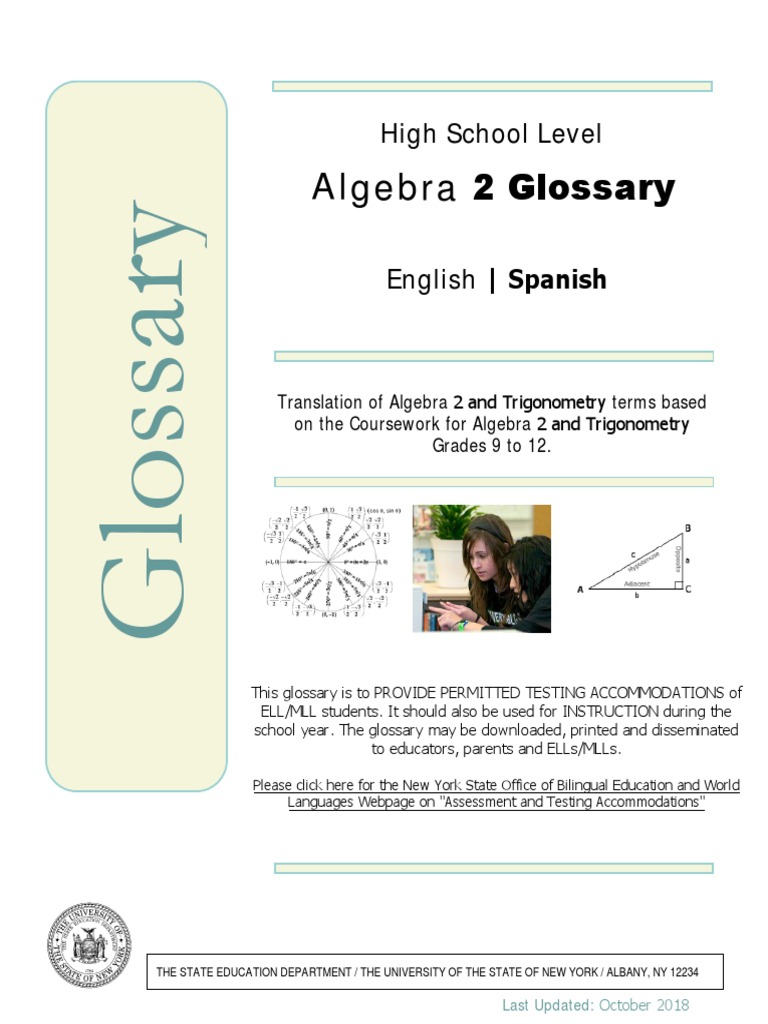 Bachillerato Spanish-English Algebra and Trigonometry Vocabulary | PDF ...